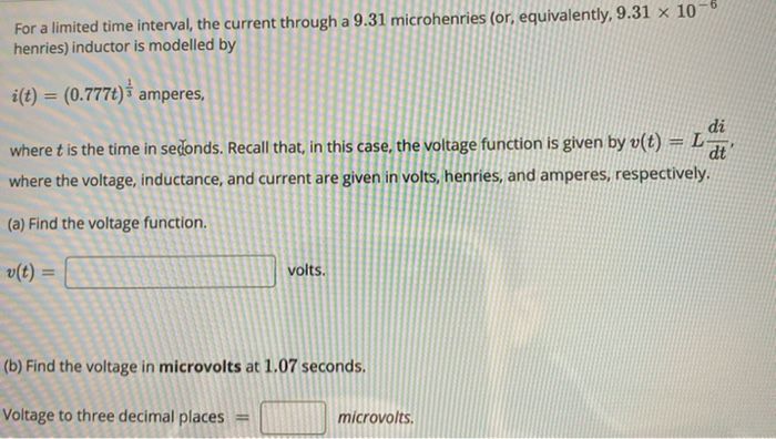 Solved For a limited time interval, the current through a | Chegg.com