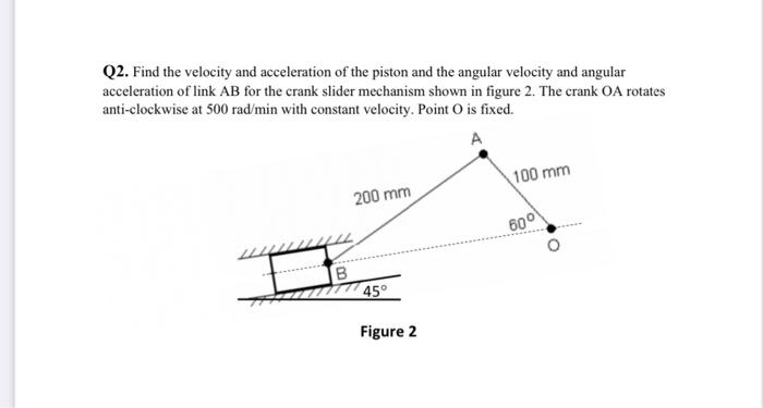 Solved Q2. Find the velocity and acceleration of the piston | Chegg.com