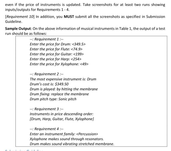 Solved Musical Instruments Design and implement the | Chegg.com