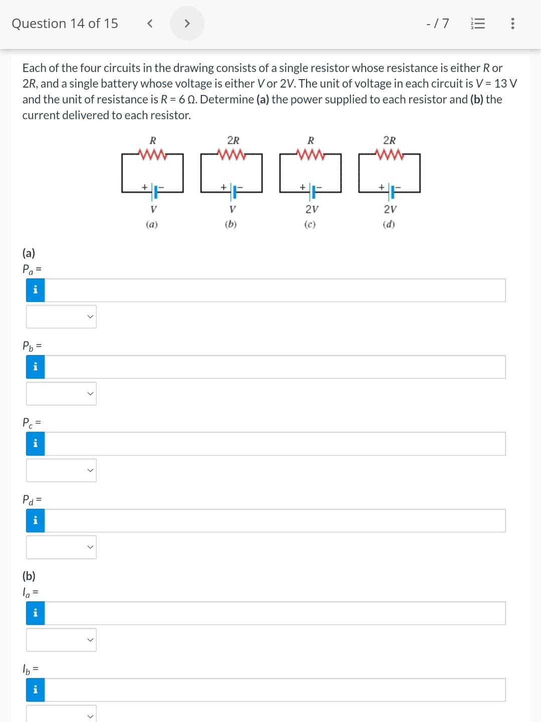 Solved Each of the four circuits in the drawing consists of | Chegg.com