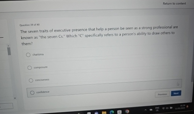 Solved Return to contentQuestion 39 ﻿of 40The seven traits | Chegg.com