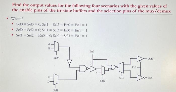 Find the values of the enable pins of the tri-state | Chegg.com
