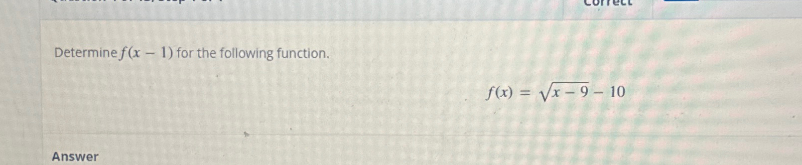 Solved Determine f(x-1) ﻿for the following | Chegg.com