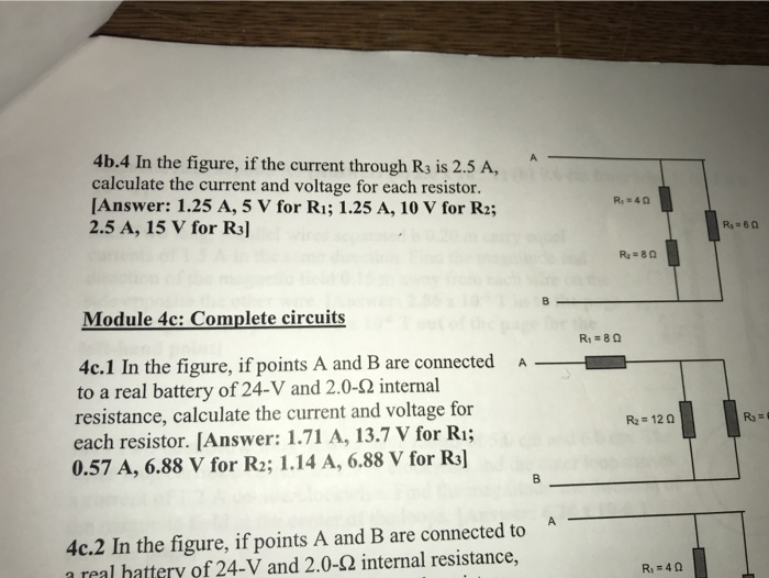 Solved 4b 4 In The Figure If The Current Through R3 Is 2 5