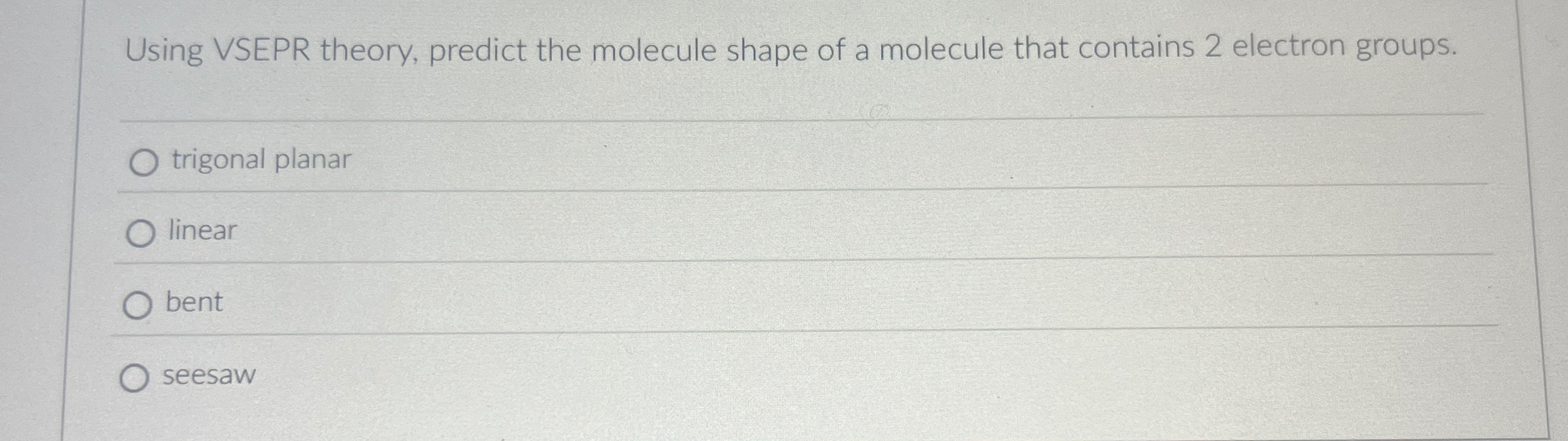 Solved Using VSEPR theory, predict the molecule shape of a | Chegg.com