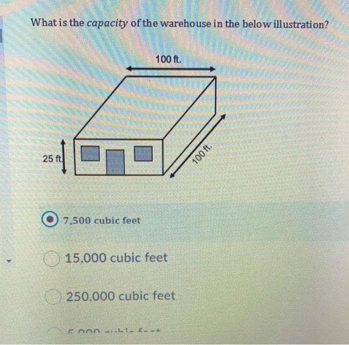 Solved What is the capacity of the warehouse in the below | Chegg.com