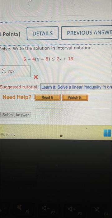 Solved Solve. Write the solution in interval notation. | Chegg.com