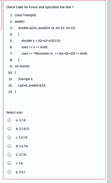 Solved 3. 4. 5. Check Code for Errors and specified the line | Chegg.com