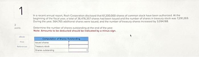 1 In a recent annual report, Rosh Corporation | Chegg.com