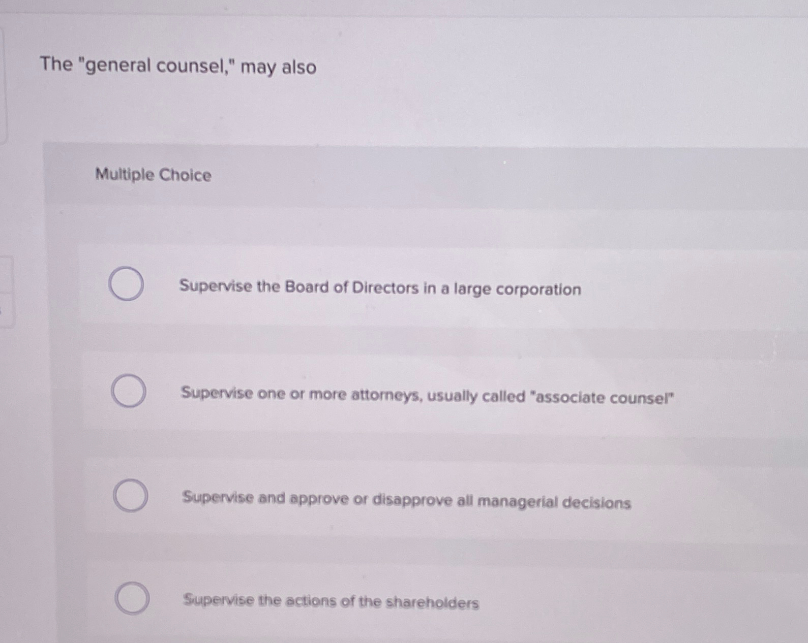 Solved The "general counsel," may alsoMultiple | Chegg.com