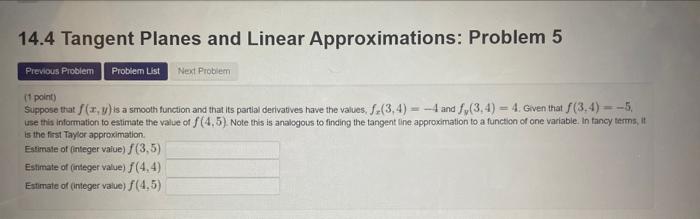 Solved 14 4 Tangent Planes And Linear Approximations