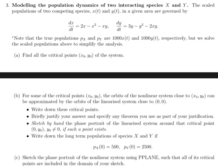Solved 3. Modelling the population dynamics of two | Chegg.com