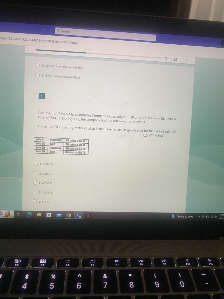 Solved D. ﻿Specific Identification MethodE Perpetual | Chegg.com