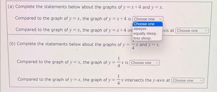 Solved (a) Complete the statements below about the graphs of | Chegg.com