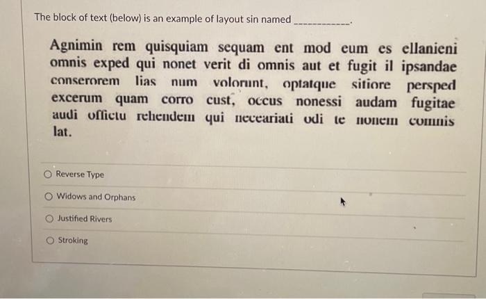 The block of text (below) is an example of layout sin | Chegg.com