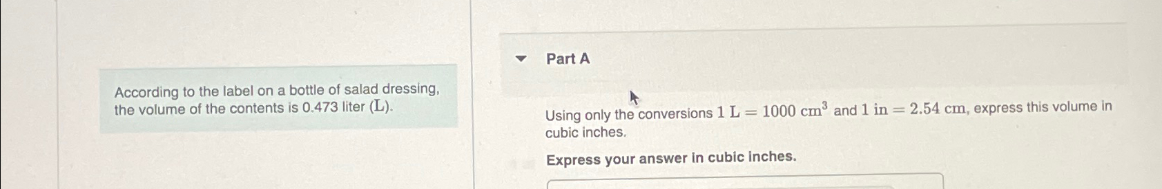 Solved Part AAccording to the label on a bottle of salad | Chegg.com
