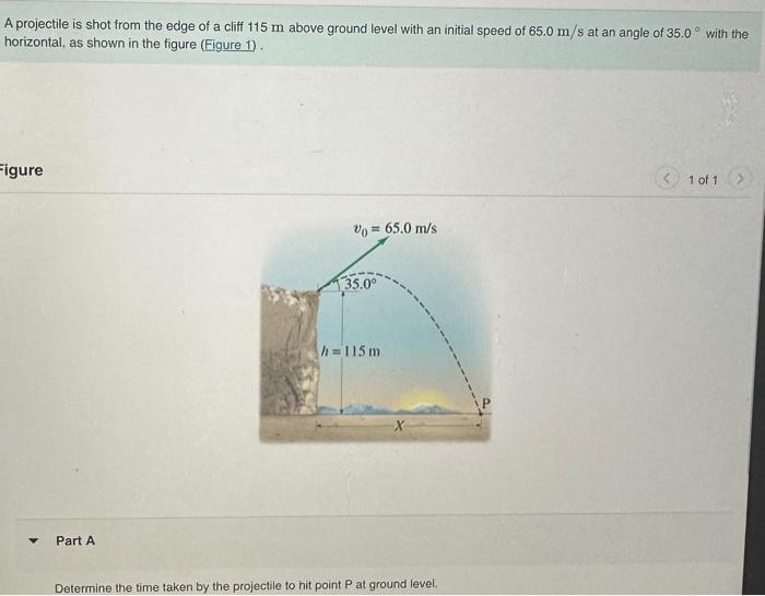 Solved A projectile is shot from the edge of a cliff 115 m | Chegg.com