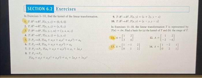 Solved In Exercises 1-10, find the kemel of the linear | Chegg.com