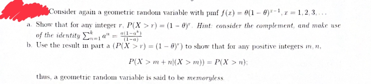 Solved Consider again a geometric random variable with pmf | Chegg.com