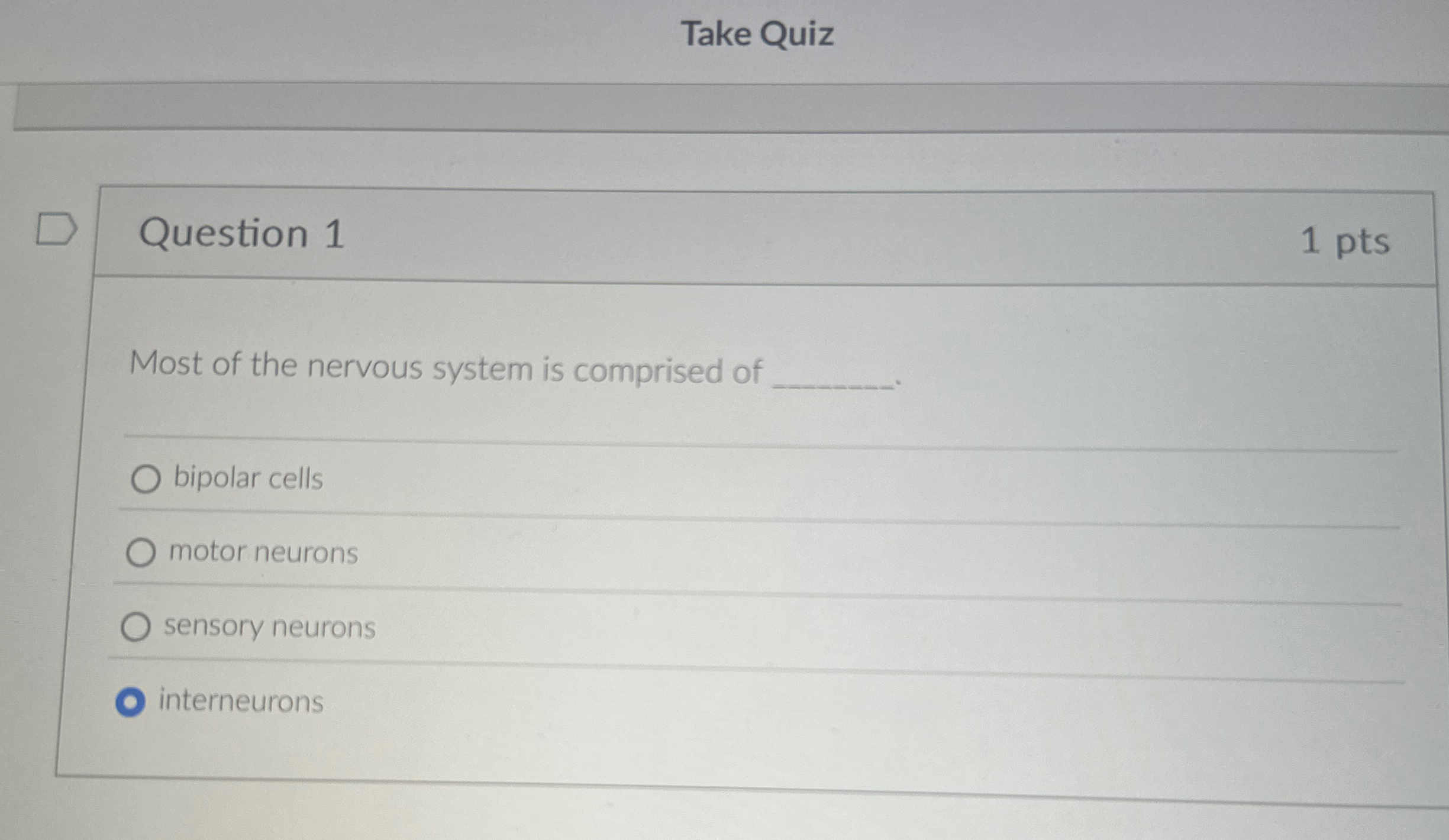 Solved Question 1Most of the nervous system is comprised | Chegg.com