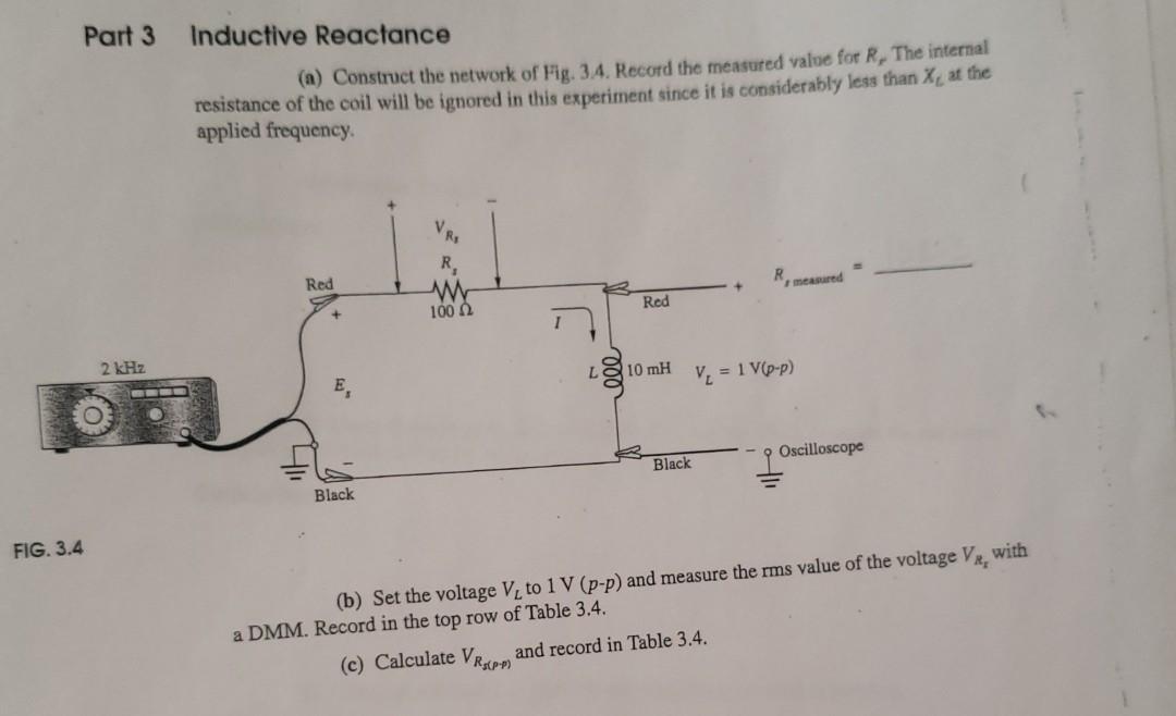 Solved Part 3 Inductive Reactance A Construct The Network 