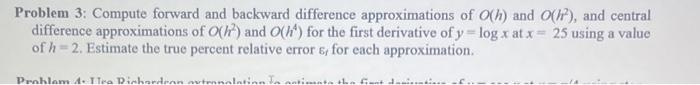 Solved Problem 3 Compute Forward And Backward Differenc 