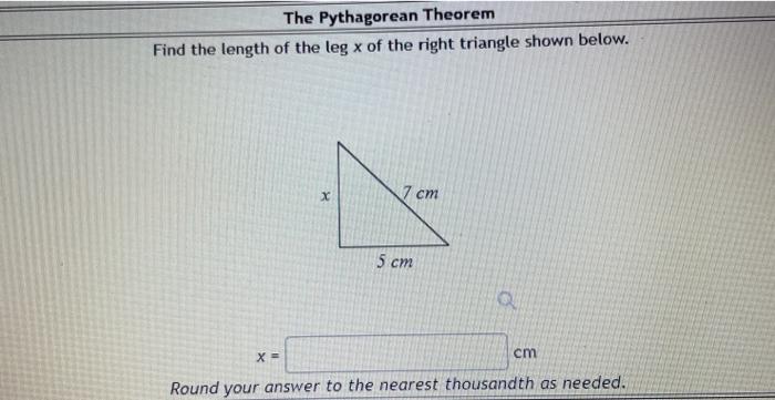Solved Find The Length Of The Hypotenuse X Of The Right Chegg