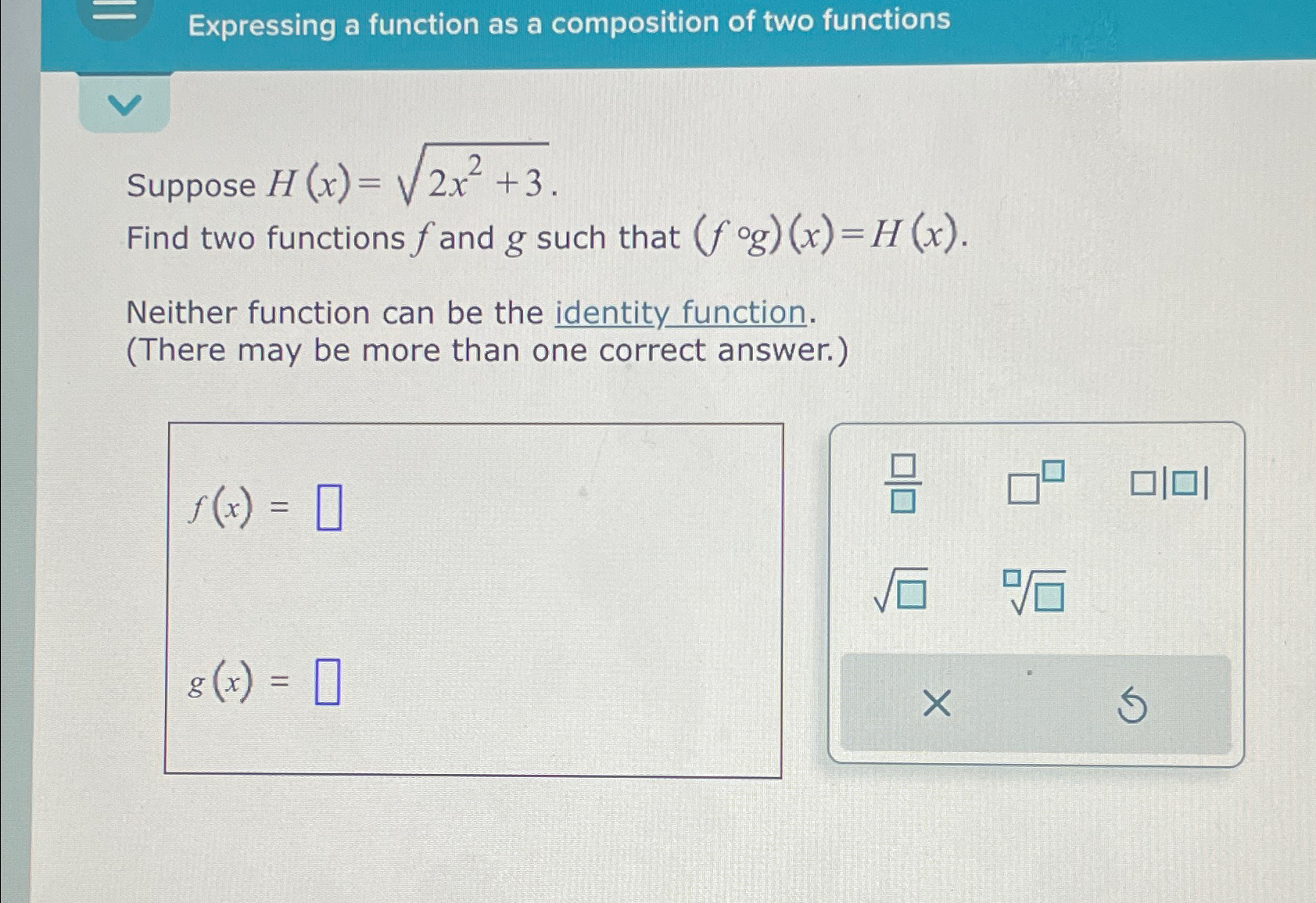 Solved Expressing a function as a composition of two | Chegg.com