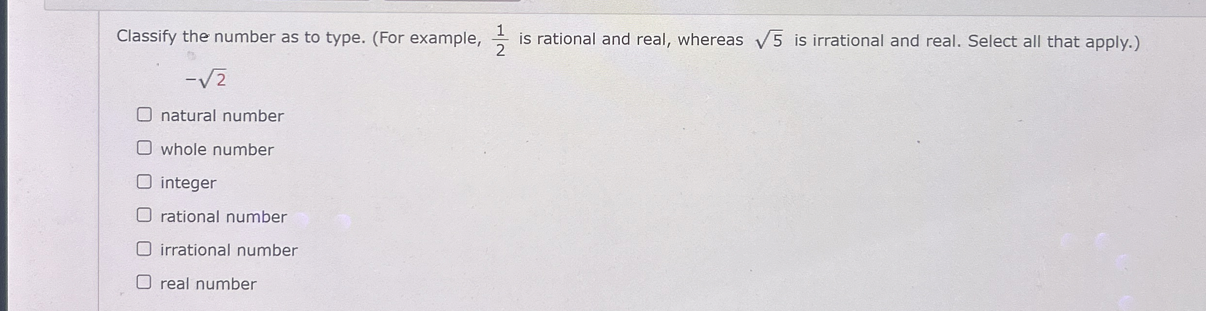Classify the number as to type. (For example, 12 ﻿is | Chegg.com