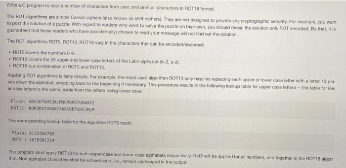 Solved Write a C pogram to read a number of characters from | Chegg.com
