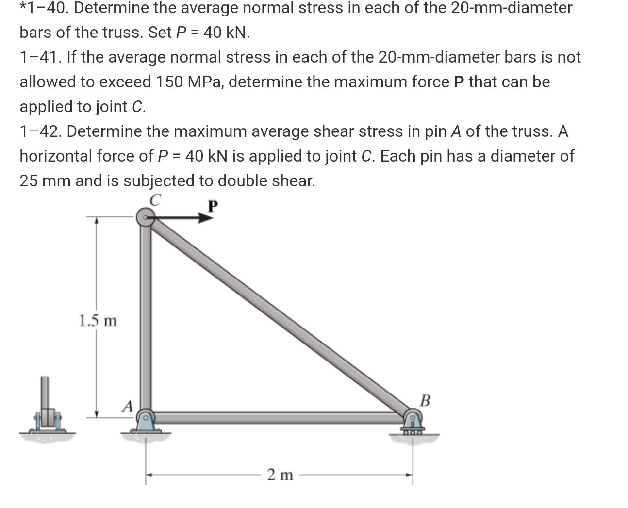 Solved **1-40. Determine the average normal stress in each | Chegg.com Solved **1-40. Determine the average normal stress in each | Chegg.com