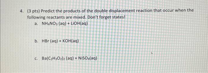 Solved 3. (4 pts) Using the activity series given in section | Chegg.com