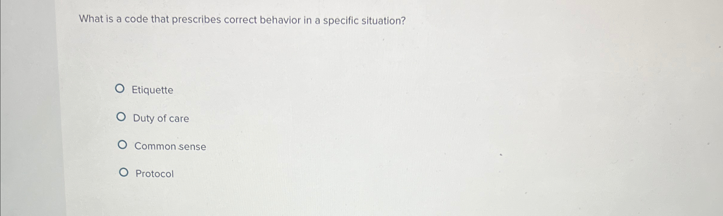 Solved What is a code that prescribes correct behavior in a | Chegg.com