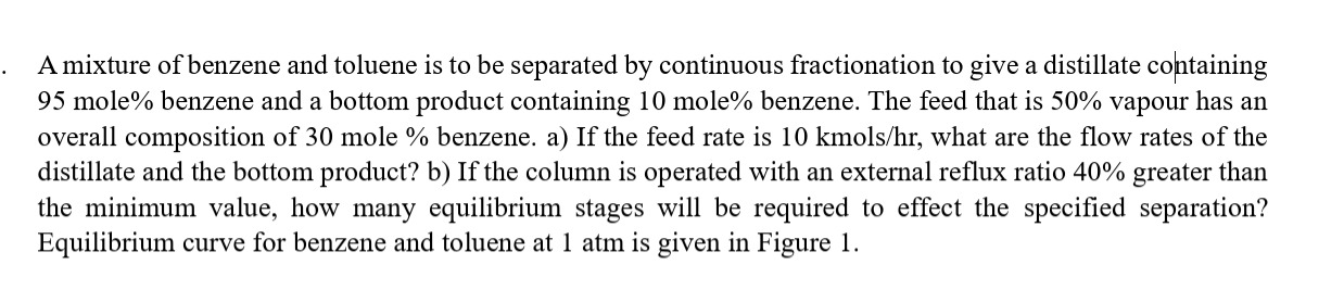 Eq. ﻿Equilibrium diagram for benzene (A) - ﻿toluene | Chegg.com