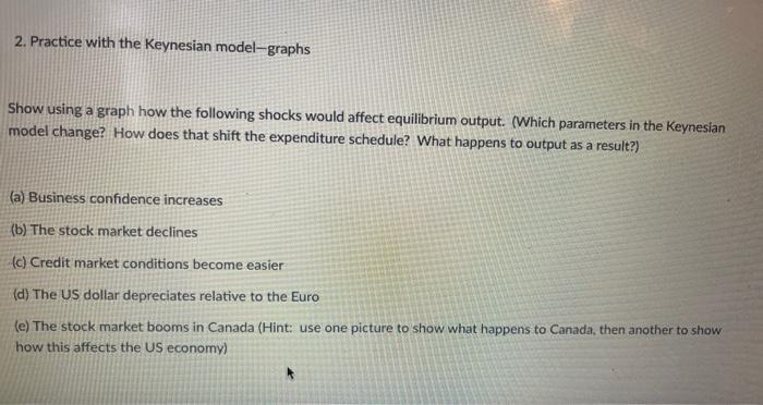 Solved 2. Practice with the Keynesian model-graphs Show | Chegg.com
