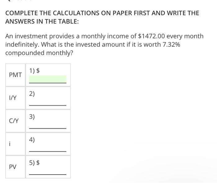 Solved COMPLETE THE CALCULATIONS ON PAPER FIRST AND WRITE | Chegg.com