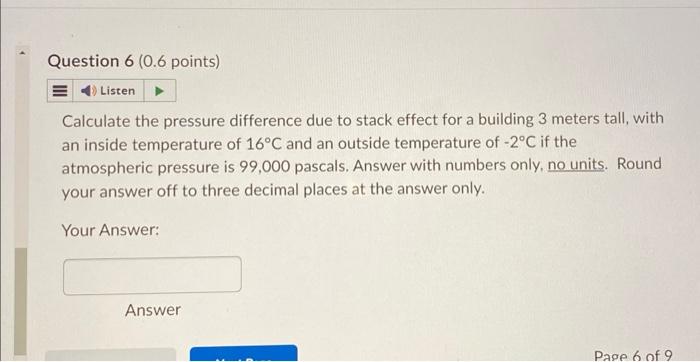 Solved Calculate the pressure difference due to stack effect | Chegg.com