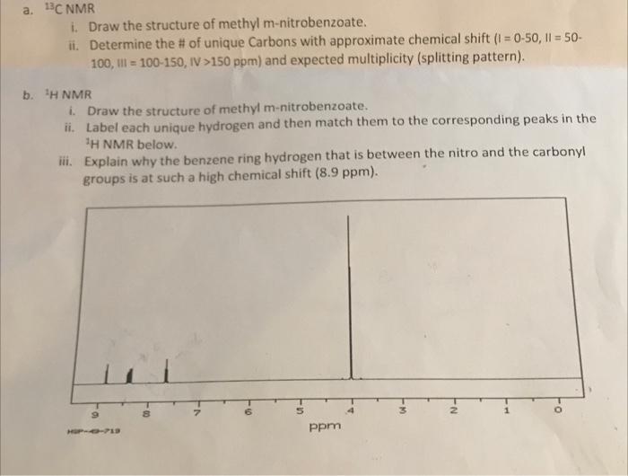 Solved a. 15CNMR i. Draw the structure of methyl | Chegg.com