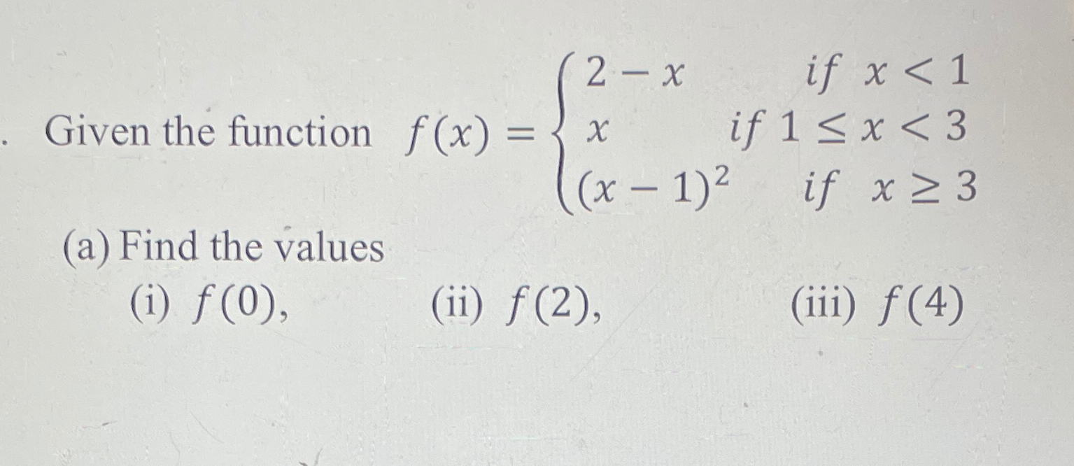 Solved Given the function | Chegg.com