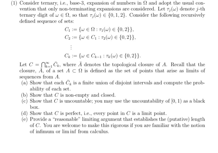 (1) Consider ternary, i.e., base-3, expansion of | Chegg.com