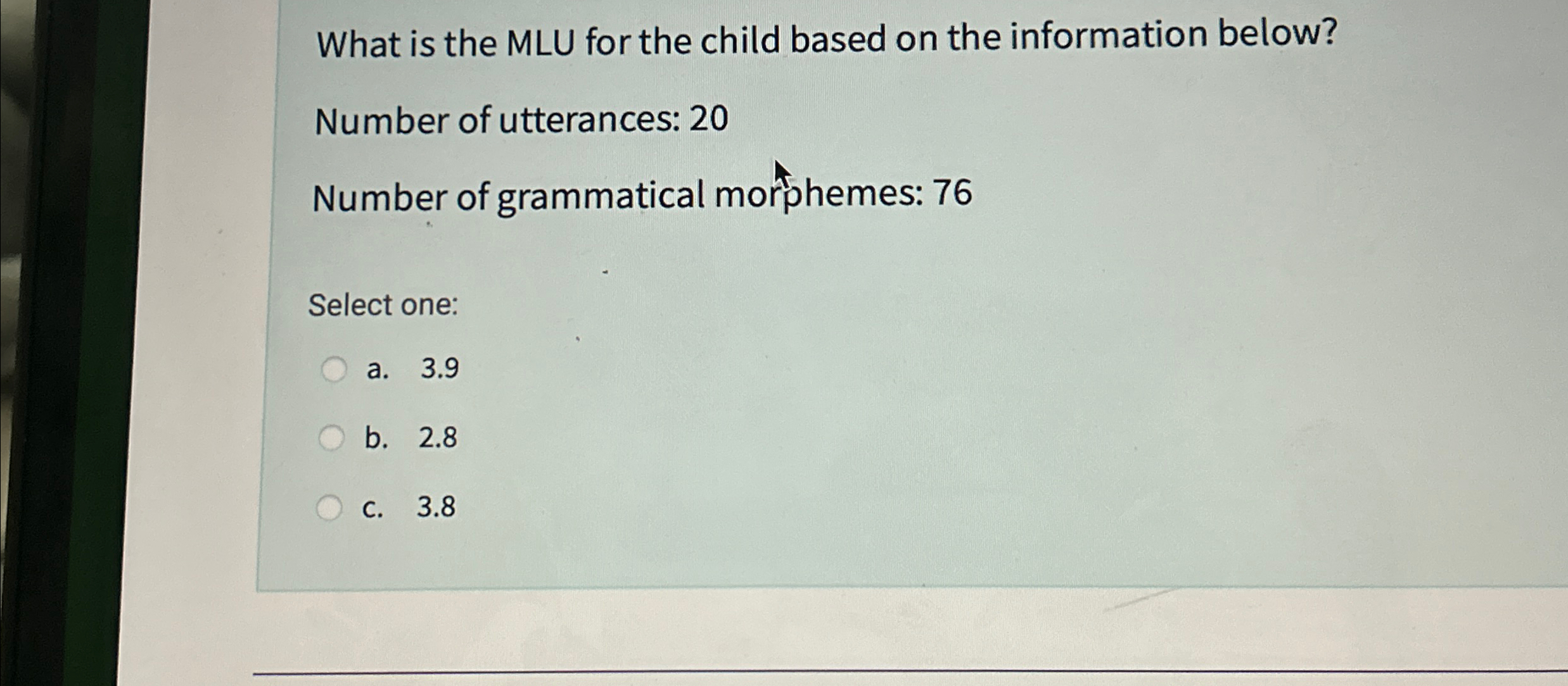 Solved What is the MLU for the child based on the | Chegg.com