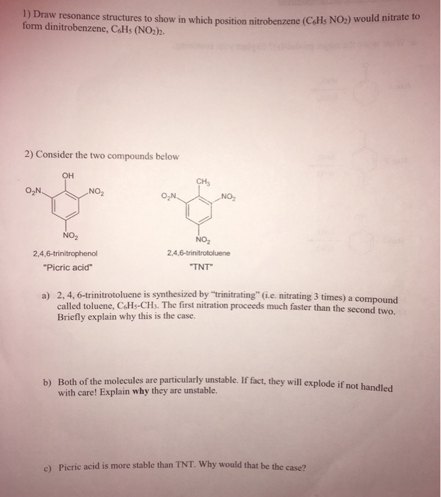 Solved 1) Draw resonance structures to show in which | Chegg.com