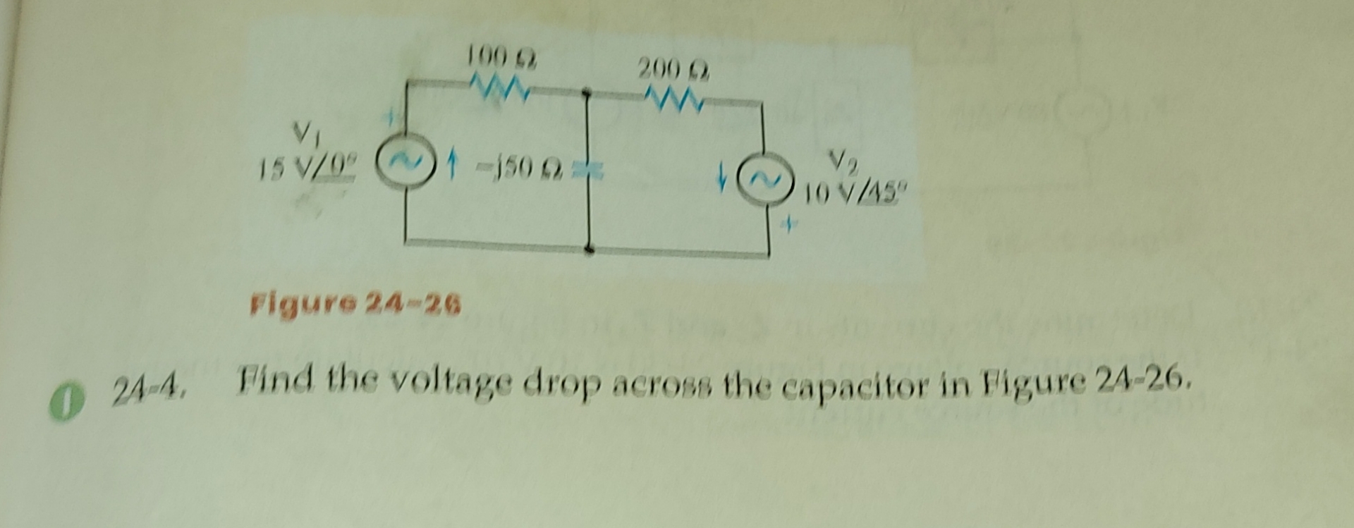 Solved 24-4. ﻿Find the voltage drop across the capacitor in | Chegg.com