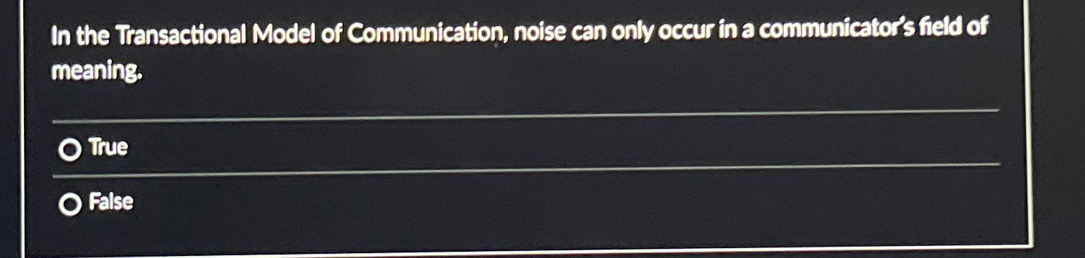 Solved In the Transactional Model of Communication, noise | Chegg.com