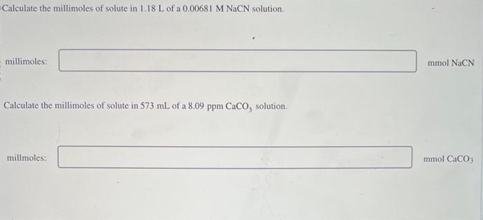 Solved Calculate the millimoles of solute in 1.18 L of a | Chegg.com
