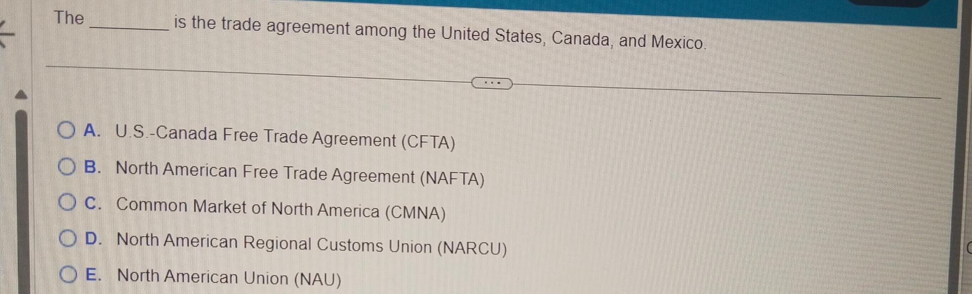 The is the trade agreement among the United States, | Chegg.com