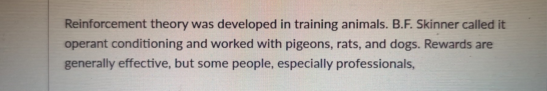 Solved Reinforcement theory was developed in training | Chegg.com