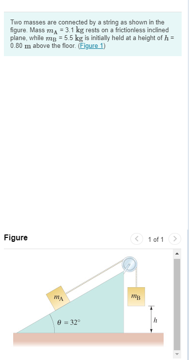 Solved Two masses are connected by a string as shown in | Chegg.com