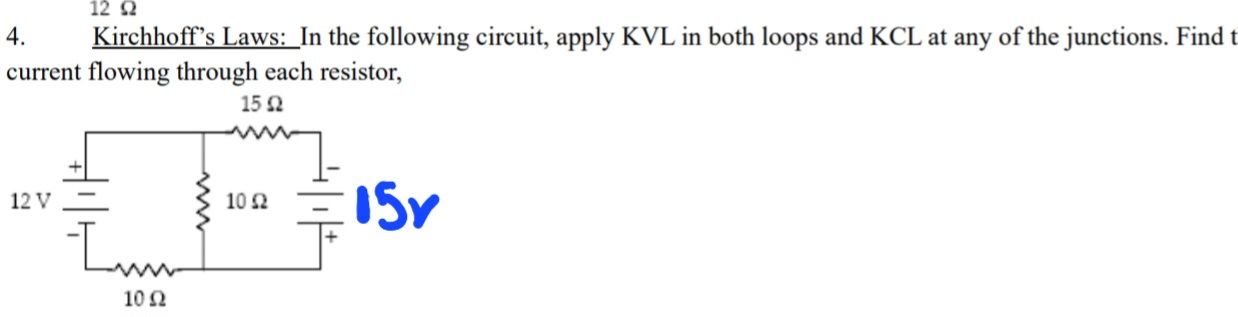 Solved Kirchhoff's Laws: In the following circuit, apply KVL | Chegg.com