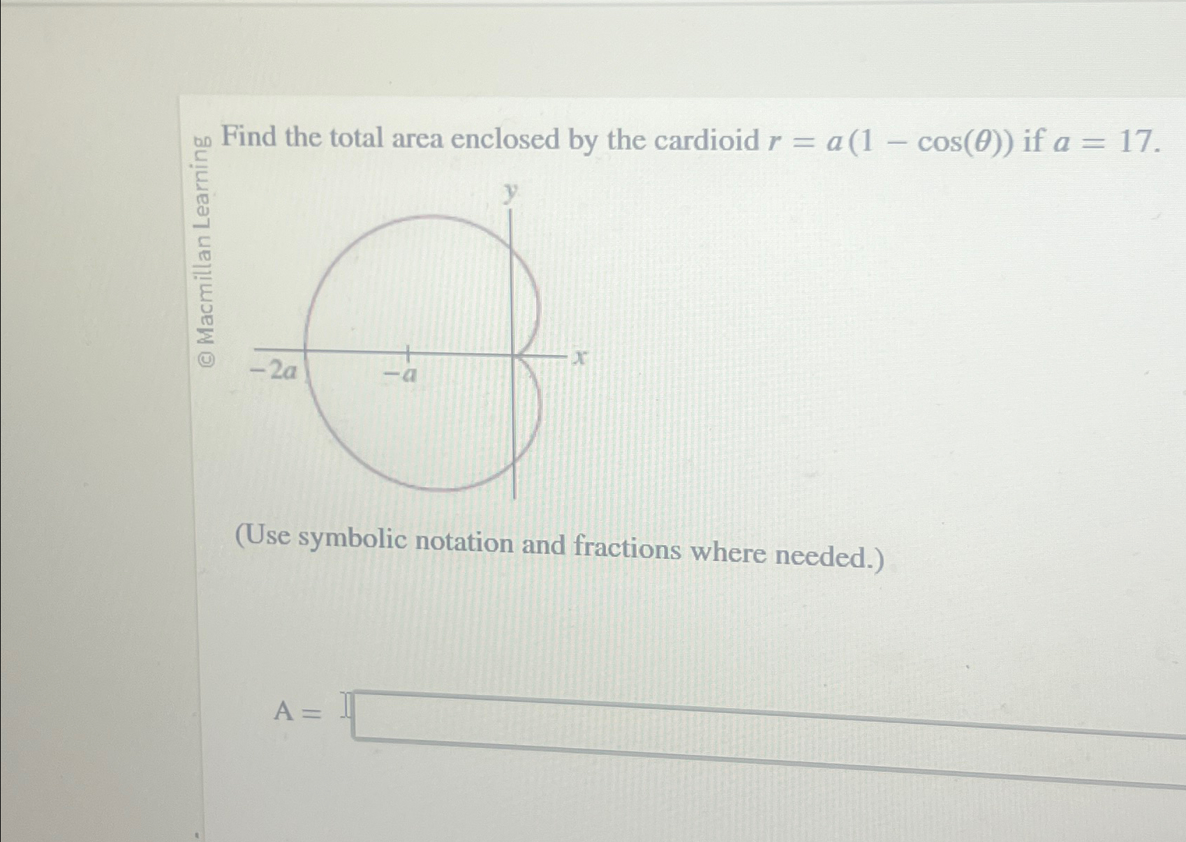 Solved Find the total area enclosed by the cardioid | Chegg.com
